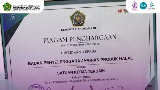 BPJPH Won Award as Best Unit in Resolving Data Disparities in Ministry ...